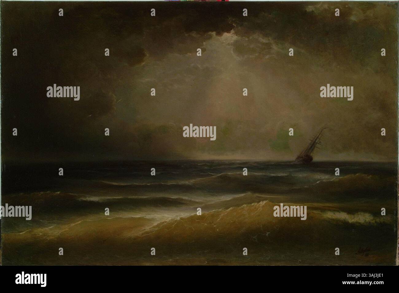 'Storm' by Ivan Aivazovsky, painted in 1880, showcases a powerful sea ...