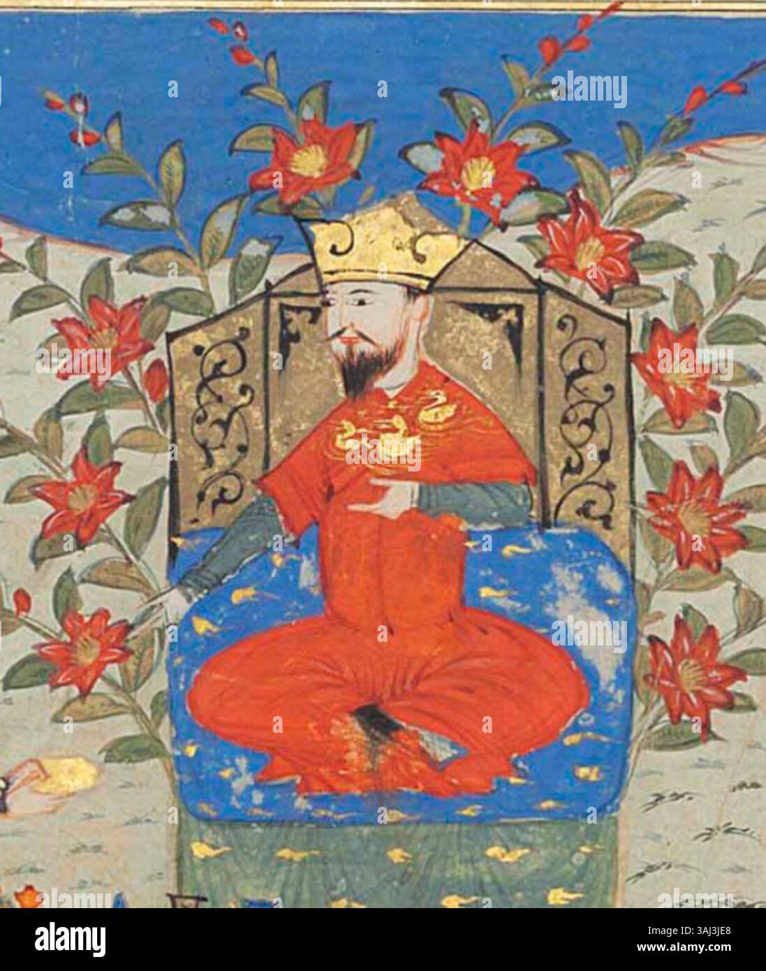 This detailed miniature from 'Majma' al-Tawarikh' illustrates the ...