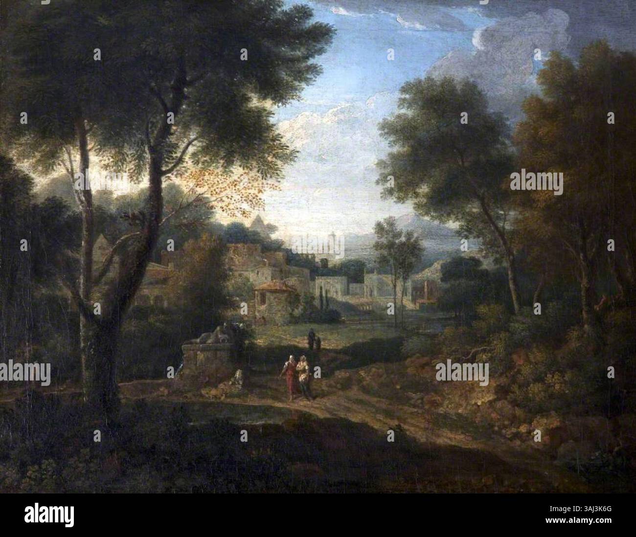 This classical landscape painting, from the Italo-Flemish School ...
