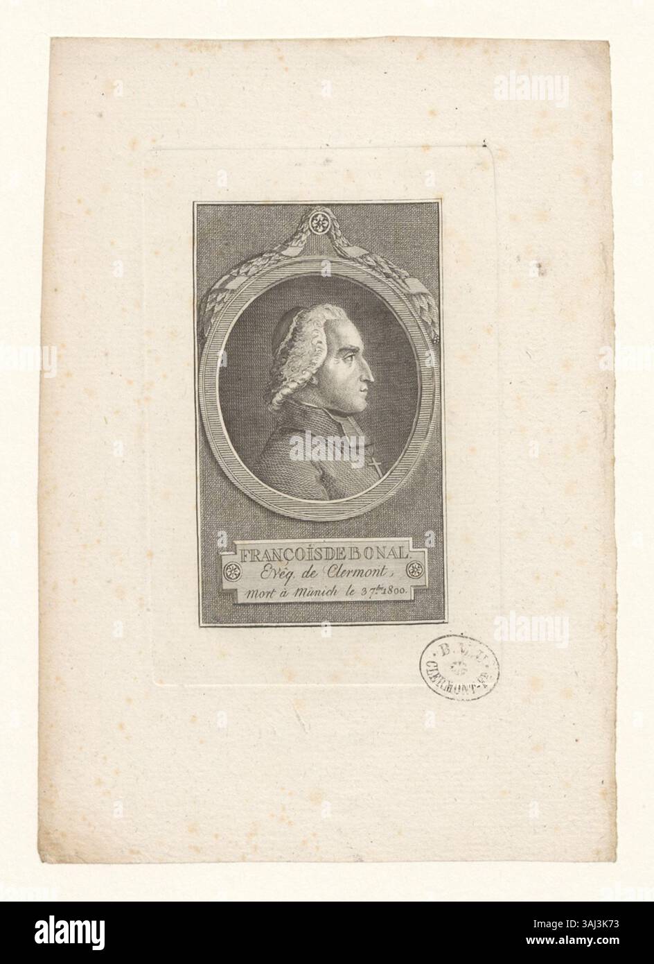 An intaglio print of François de Bonal, Bishop of Clermont, who died in ...