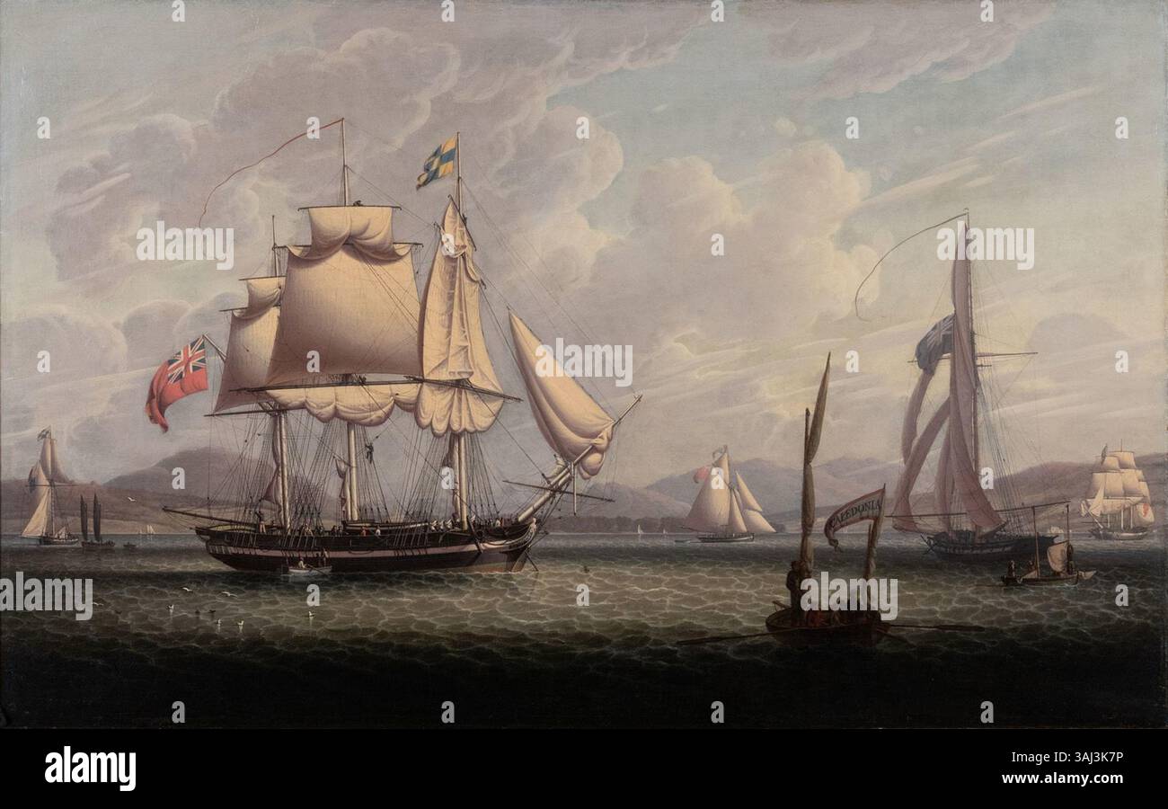 Robert Salmon's 1818 painting 'The Pomona of Greenock Riding at Anchor ...