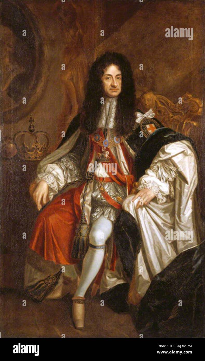 A portrait of King Charles II, painted in the studio of Godfrey Kneller ...