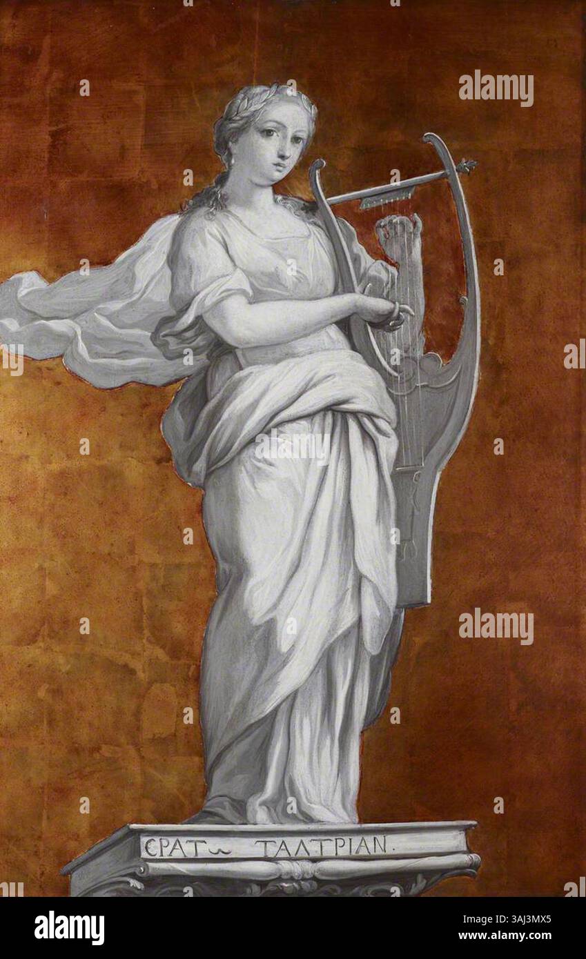 This painting from circa 1800 depicts Erato, the Muse of Lyric and Love ...