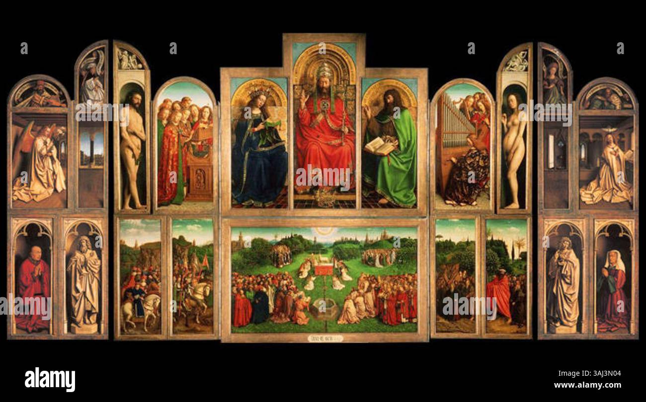 The Ghent Altarpiece by Jan van Eyck, completed in 1432, is a famous ...