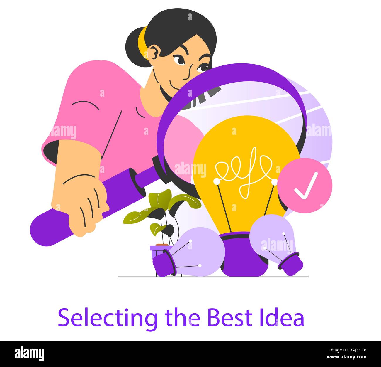 Decision-making process illustrated through idea selection. A person ...