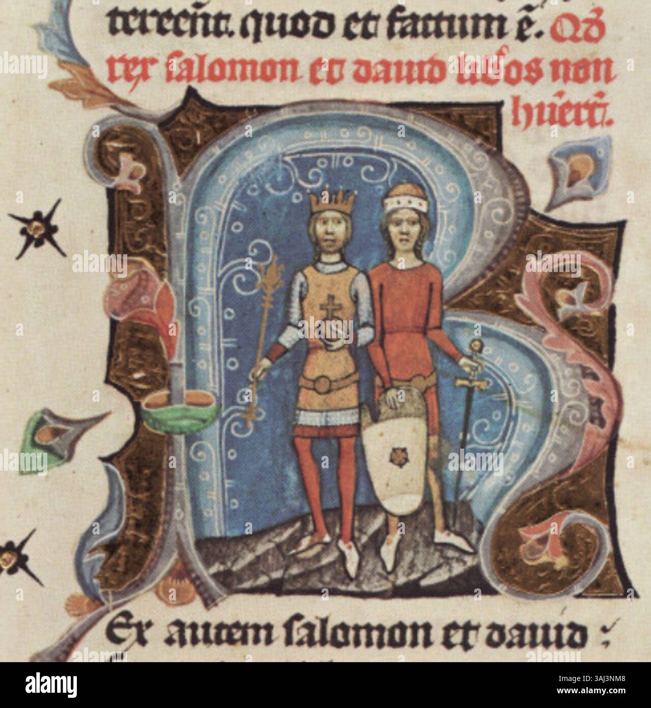 This illustration from the 'Chronicon Pictum,' circa 1360, depicts King Solomon and his brother ...