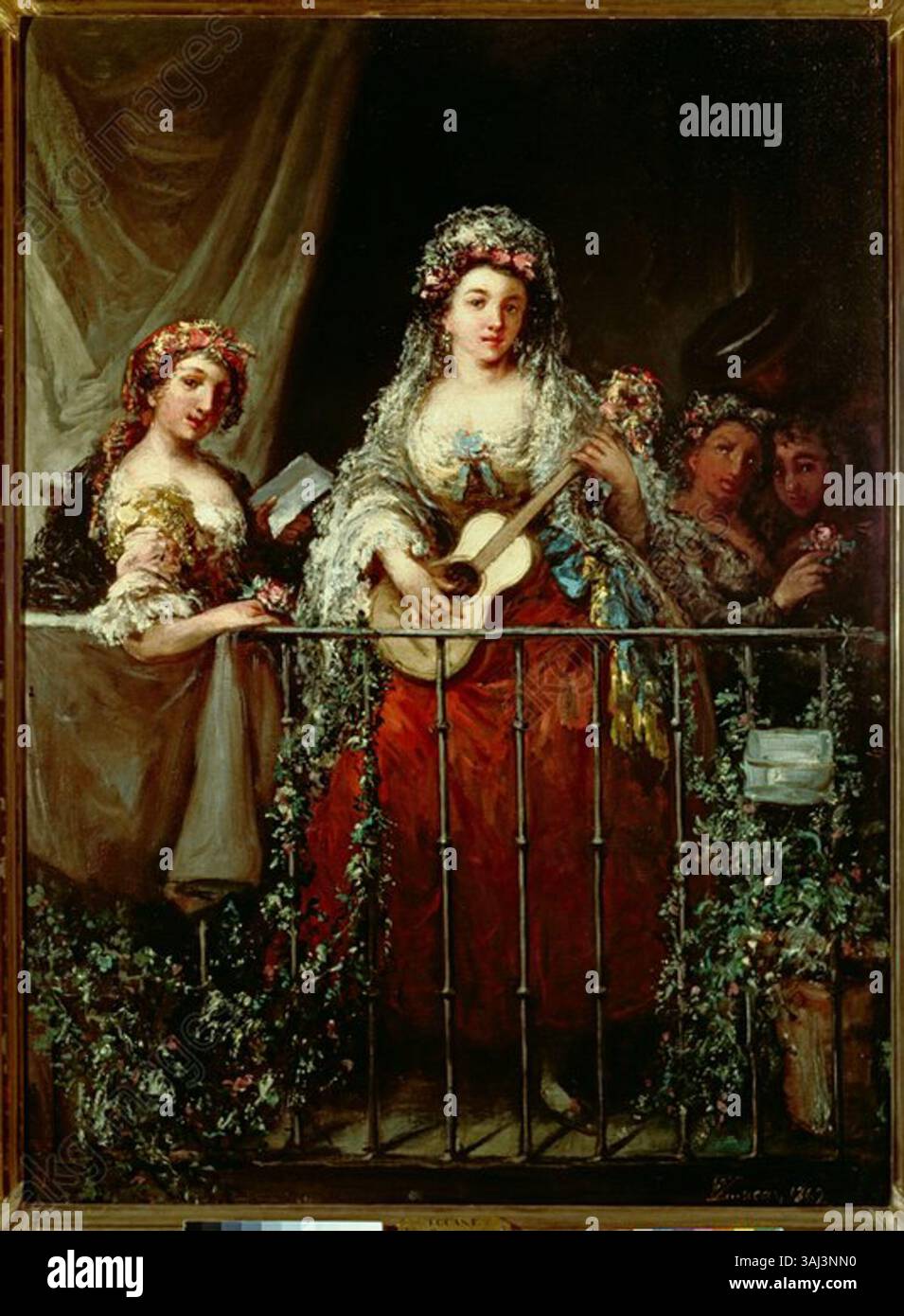 This 1855 painting by Eugenio Lucas Velázquez titled 'Majas al balcón ...