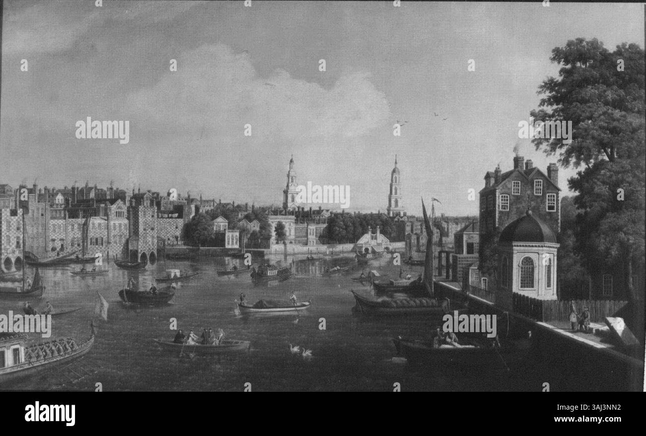 A painting of the Thames River near the Savoy, attributed to the school ...