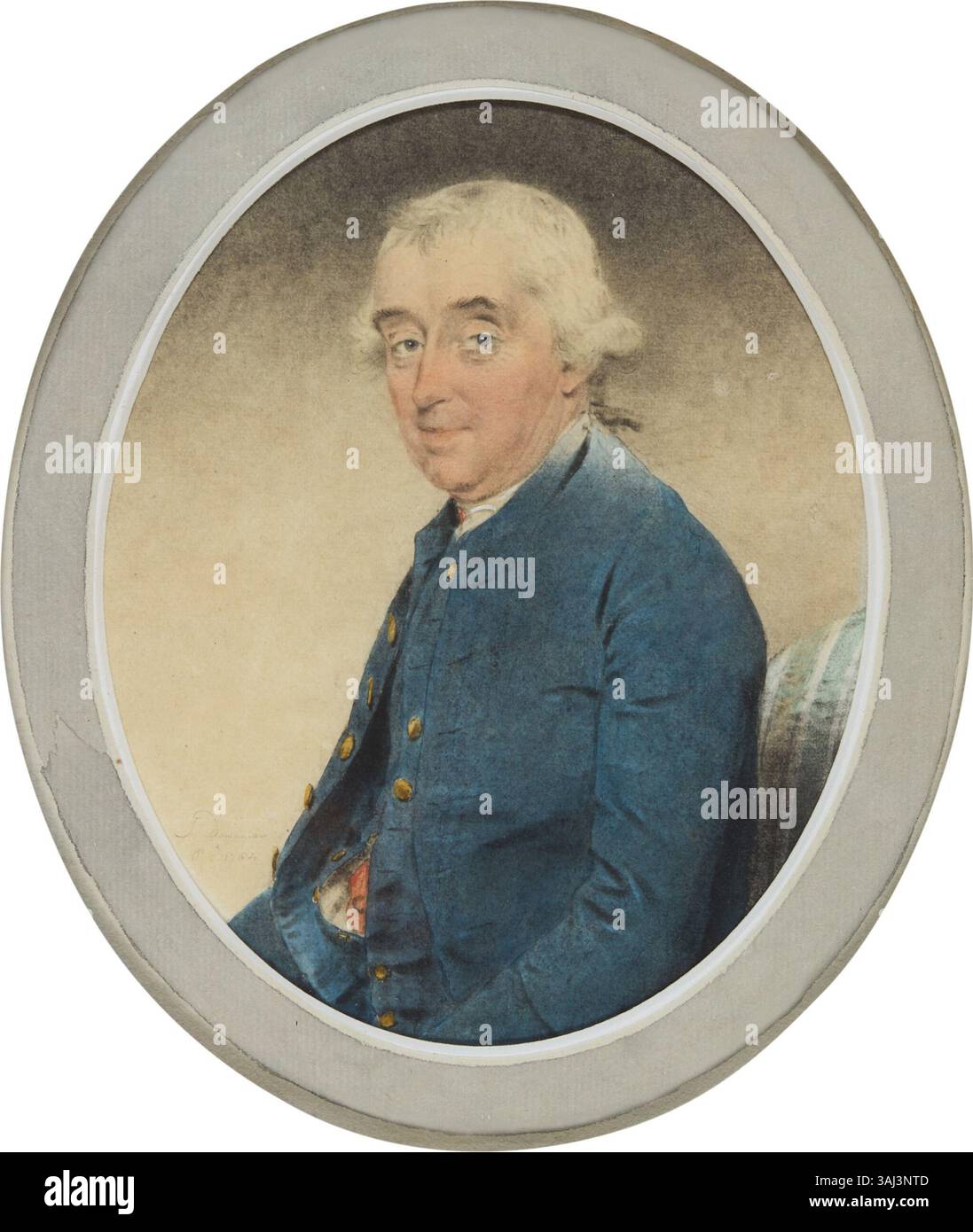 This watercolor portrait by John Downman, painted in 1784, depicts ...
