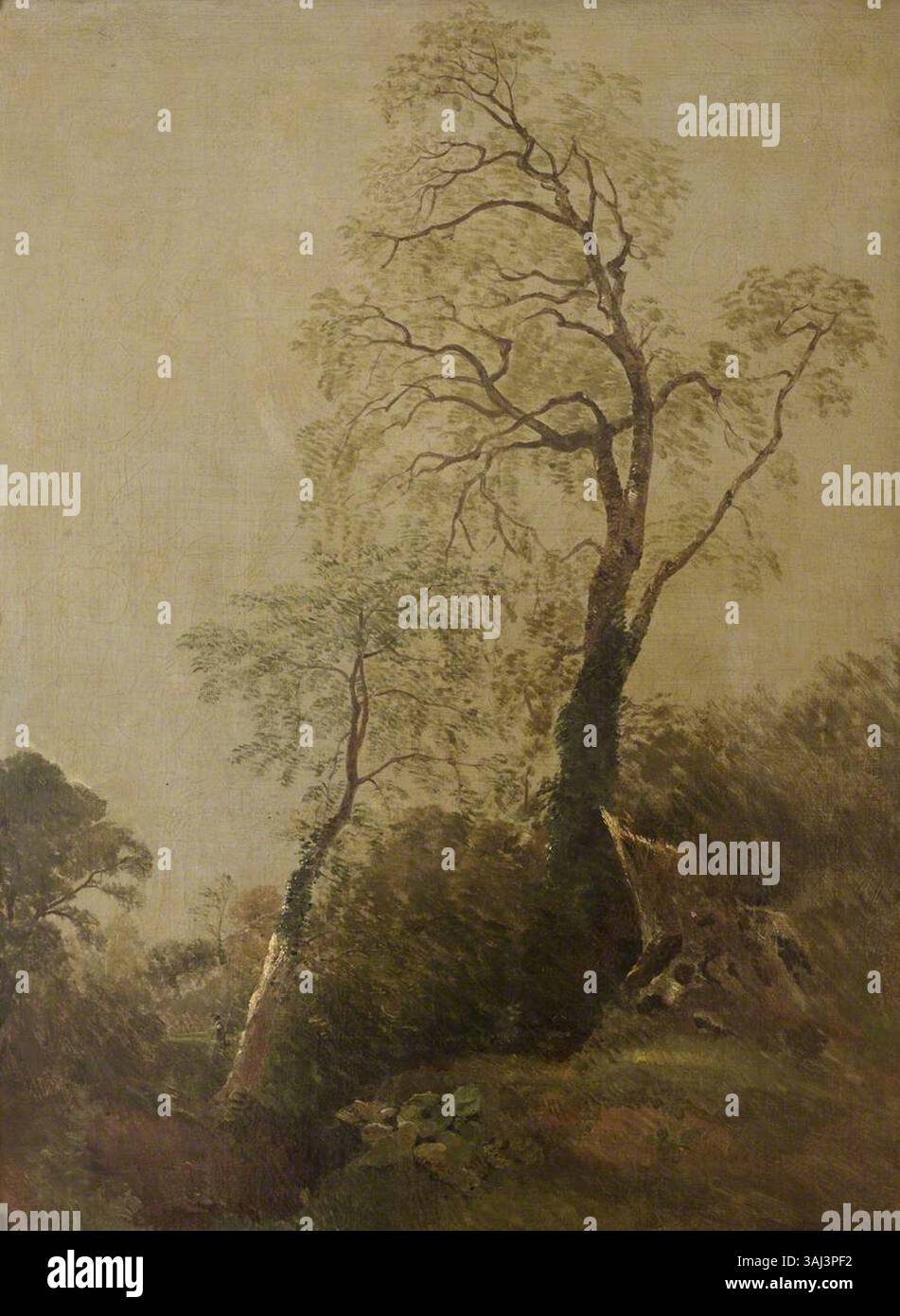 This landscape painting, created in the style of John Constable circa ...