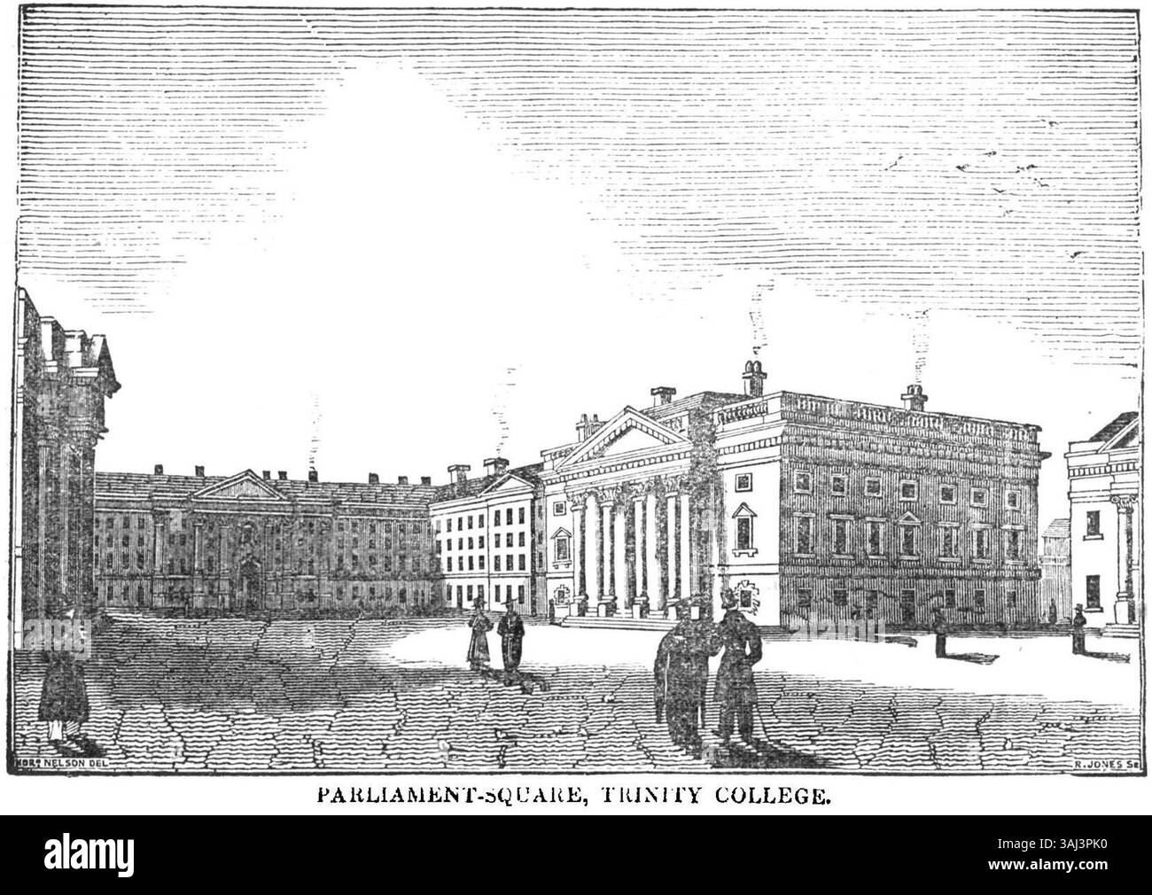 This historical image from The Dublin Penny Journal (1835) depicts the Parliament-Square area of ...