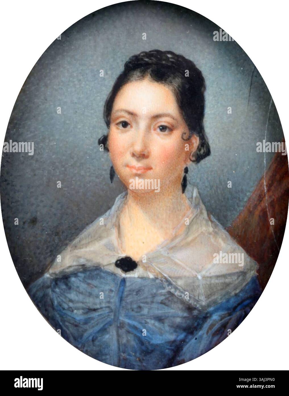 Oval miniature portrait of a woman by Édouard van Marcke, circa 1850 ...