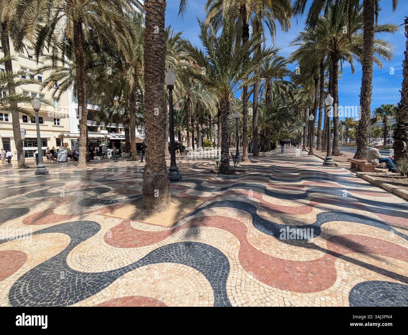 alicante promenade with wavy design on floor Stock Photo - Alamy