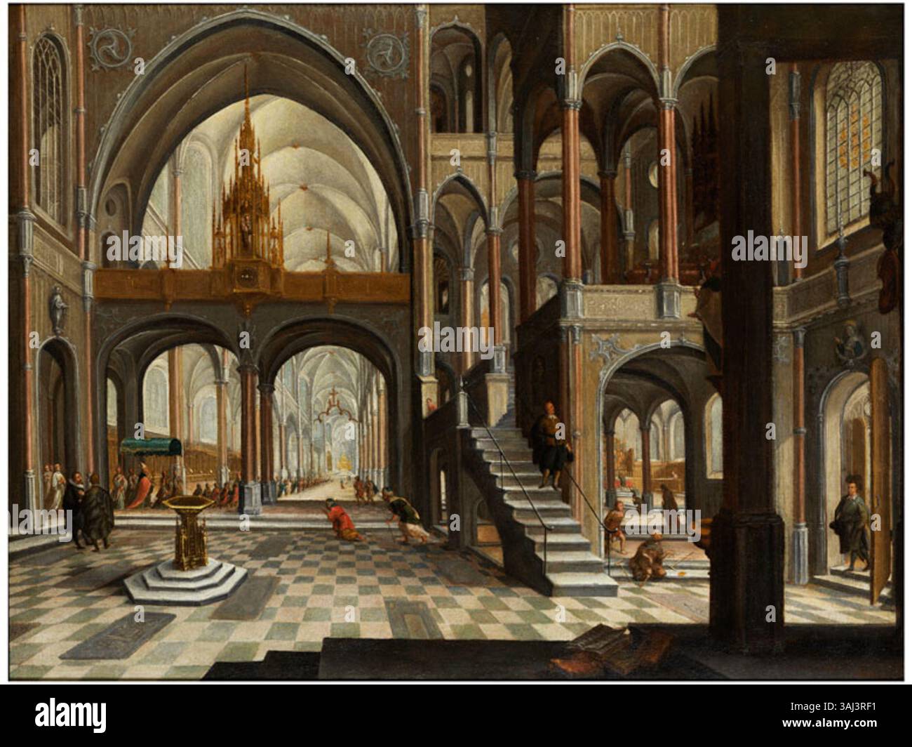 This painting by Hendrick Aerts, depicting a Gothic church interior ...