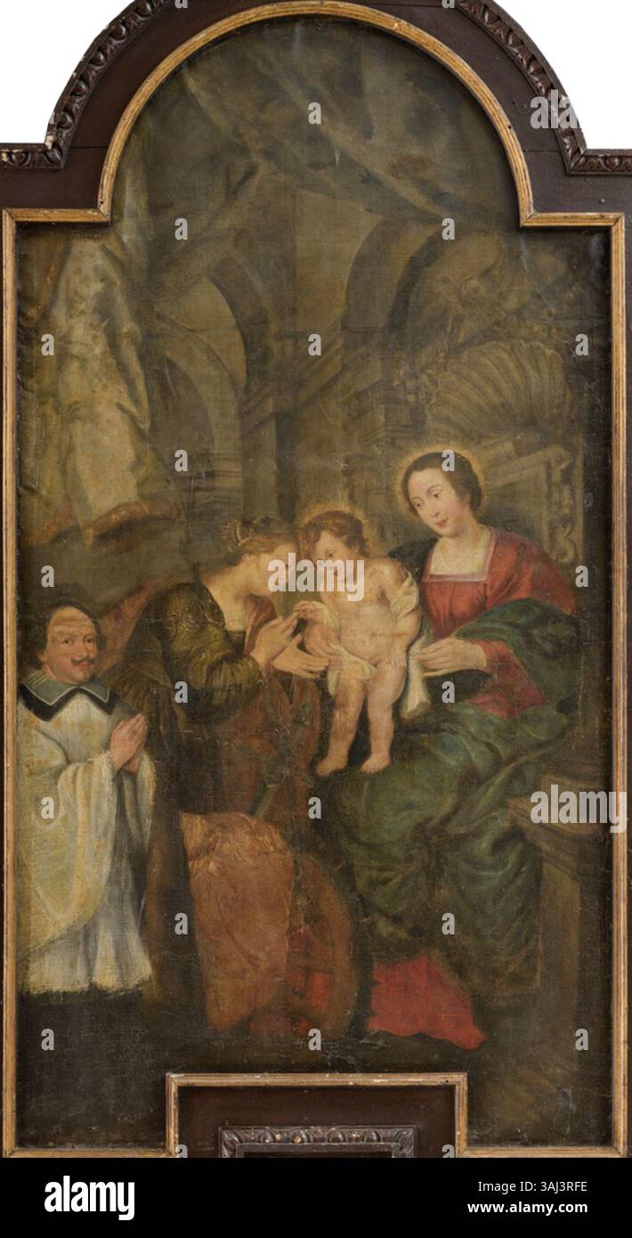 Anonymous 17th-century painting showing the Mystic Marriage of Saint ...