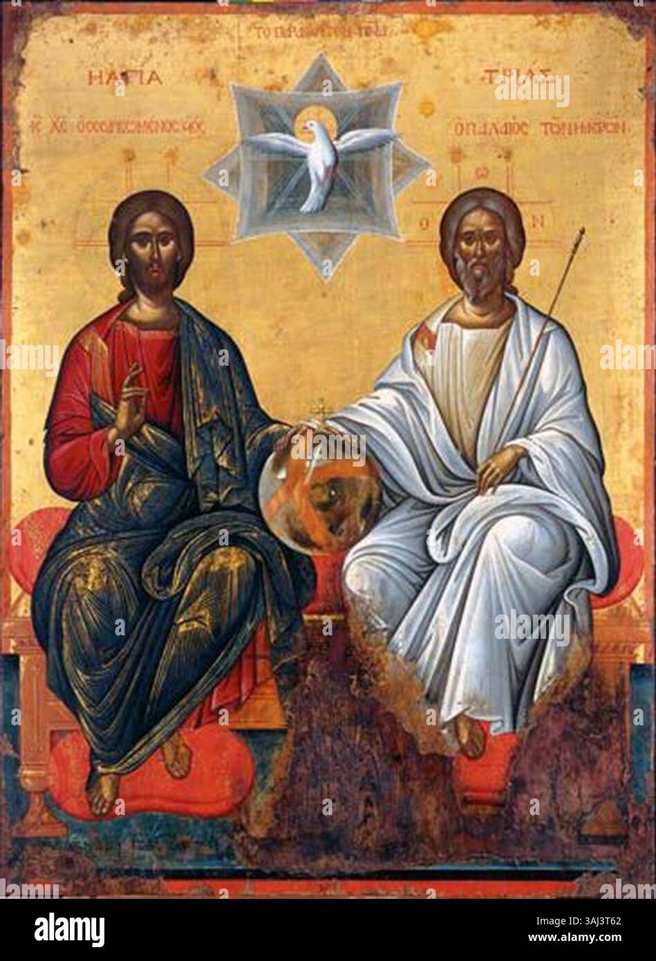 A painting of the Holy Trinity, attributed to Elias Moskos, created ...
