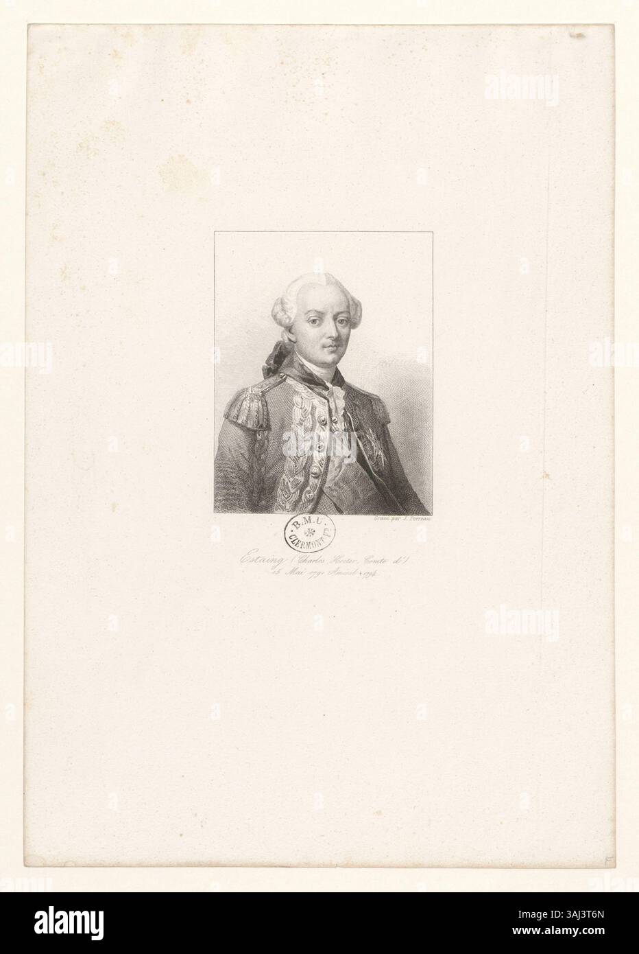 This print commemorates Charles Hector, Comte d'Estaing, a French naval ...