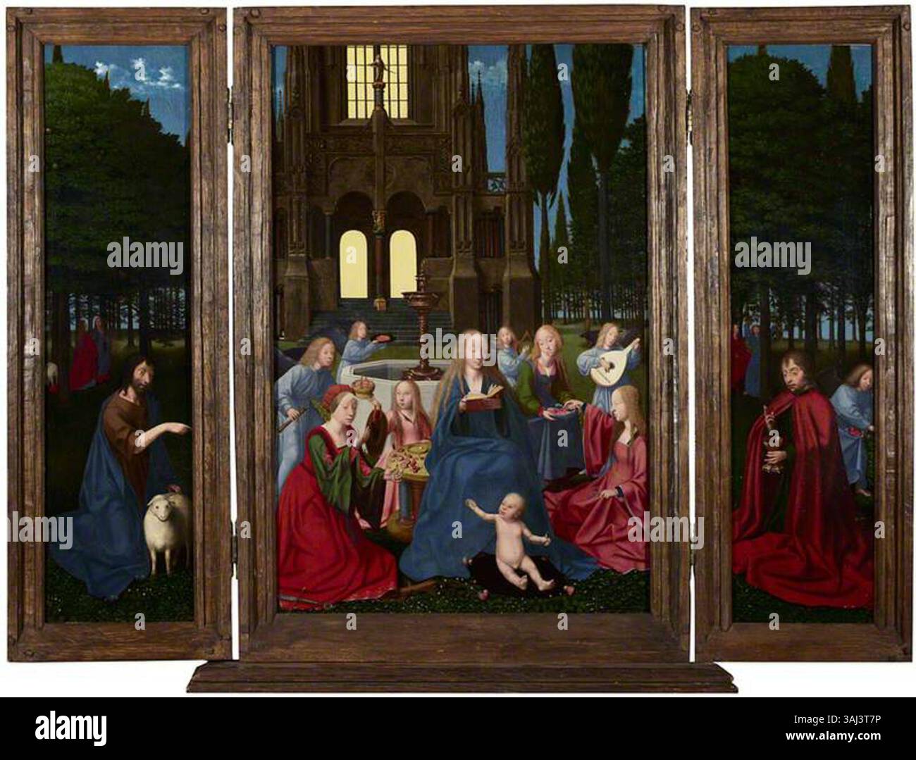 This circa 1500 Netherlandish triptych portrays the Virgin and Child ...