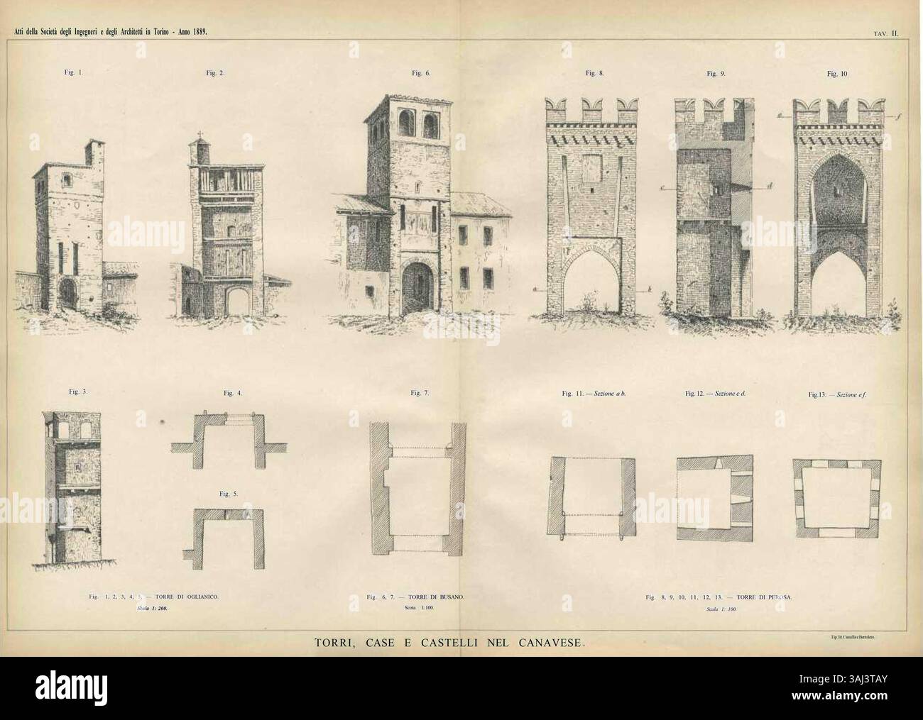 'TORRI, CASE E CASTELLI NEL CANAVESE' is a historic drawing, created ...