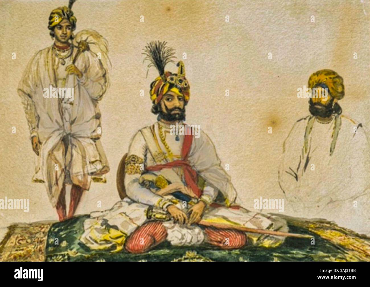 A 1854 painting by William Carpenter of Maharaja Ranbir Singh of ...
