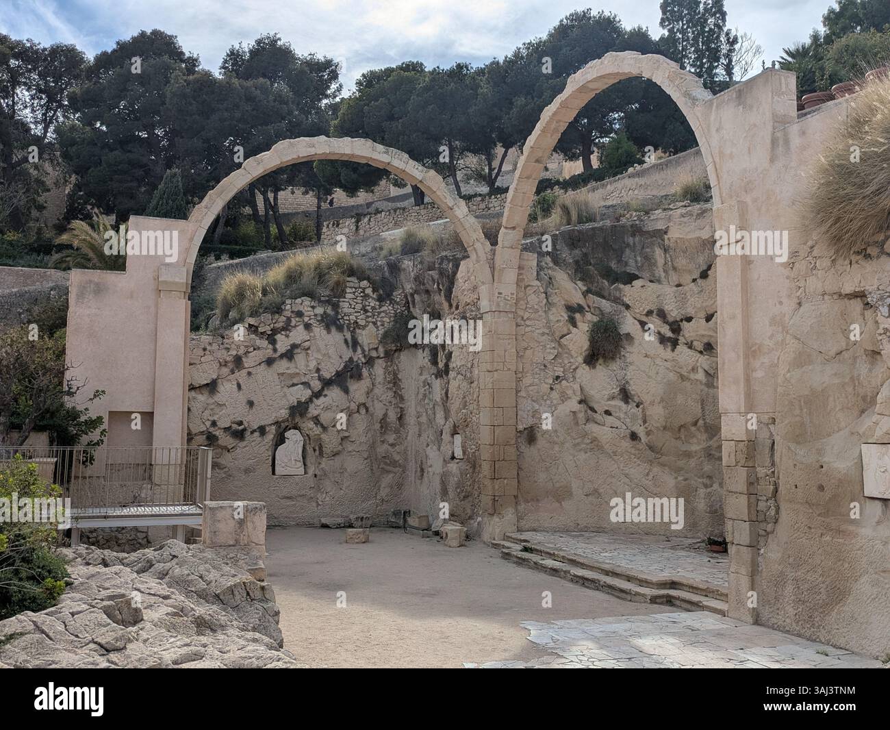 Stone arches at Alicante Castle Stock Photo - Alamy