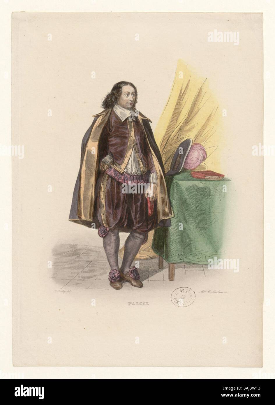 The intaglio print from the Boyer collection depicts Blaise Pascal ...