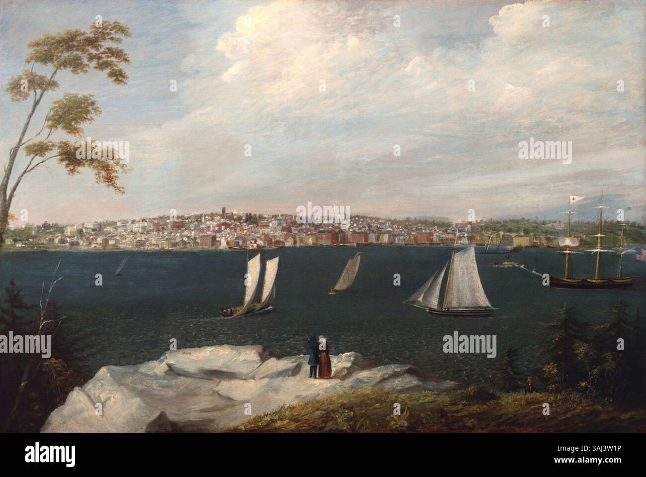 This 1848 painting by William Allen Wall depicts a view of New Bedford ...