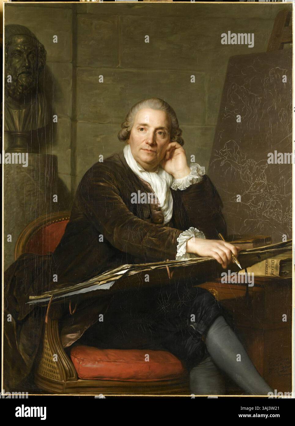 Portrait of French painter Gabriel-François Doyen, with a sketch of ...