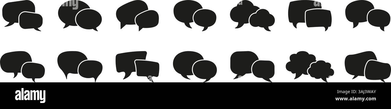 Speech Bubble Conversation Solid Icon Set. Collection of Speech, Chat and Comic Bubbles for ...