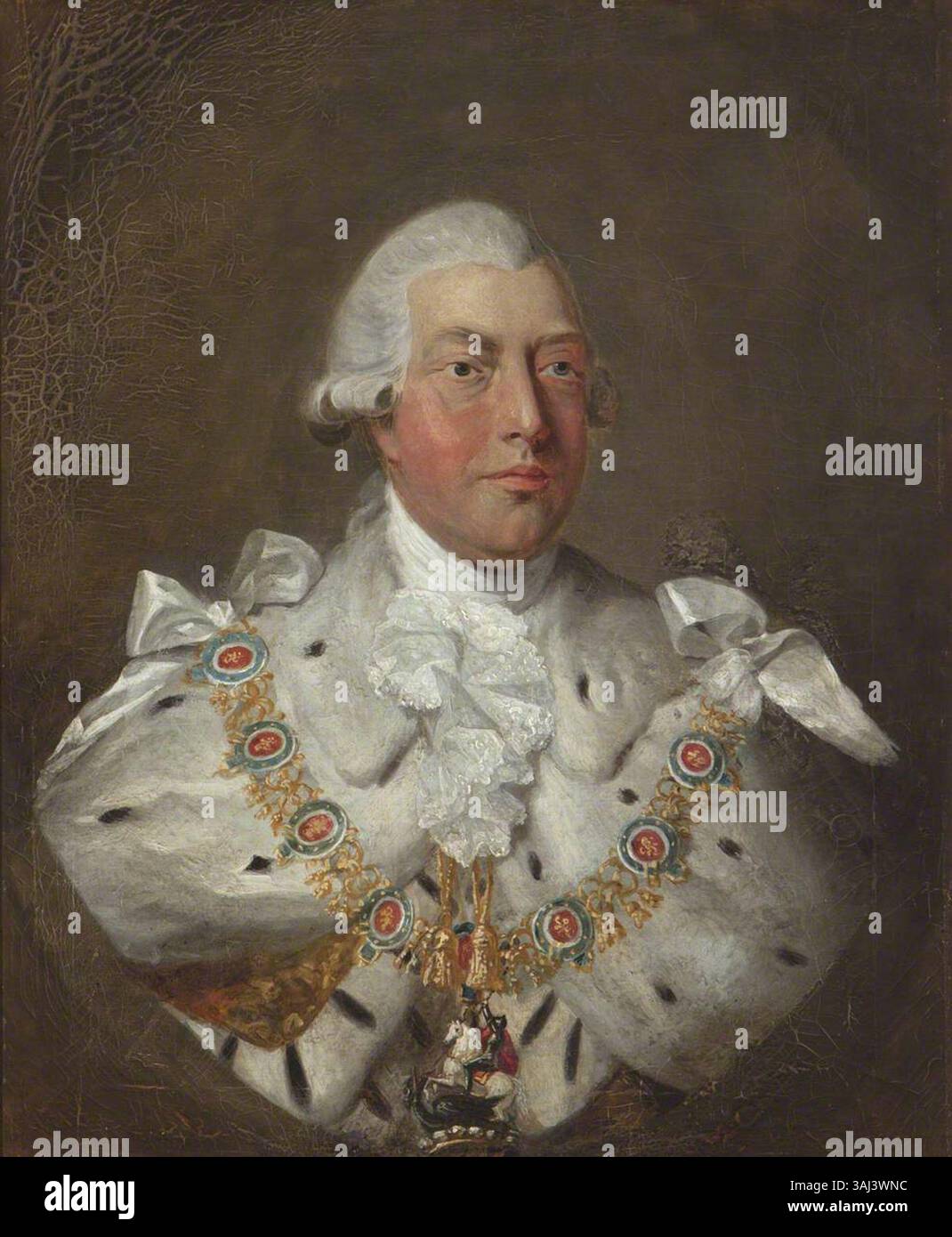 A portrait of King George III wearing Garter robes, painted after ...