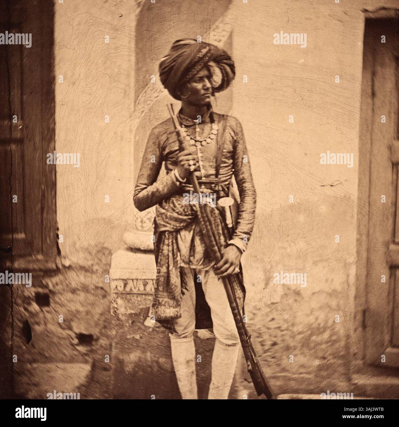 This 1858 photograph by Felice Beato captures a Sikh trooper of the ...