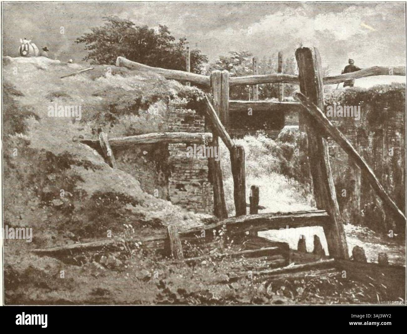 The Sluice, painted by John Constable in 1800, depicts a tranquil rural ...