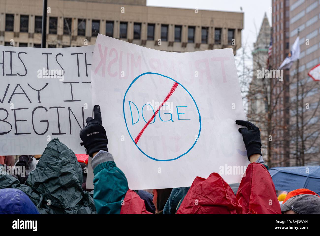 Boston, MA, US-April 5, 2025: Hands Off anti-Trump protest organized by ...