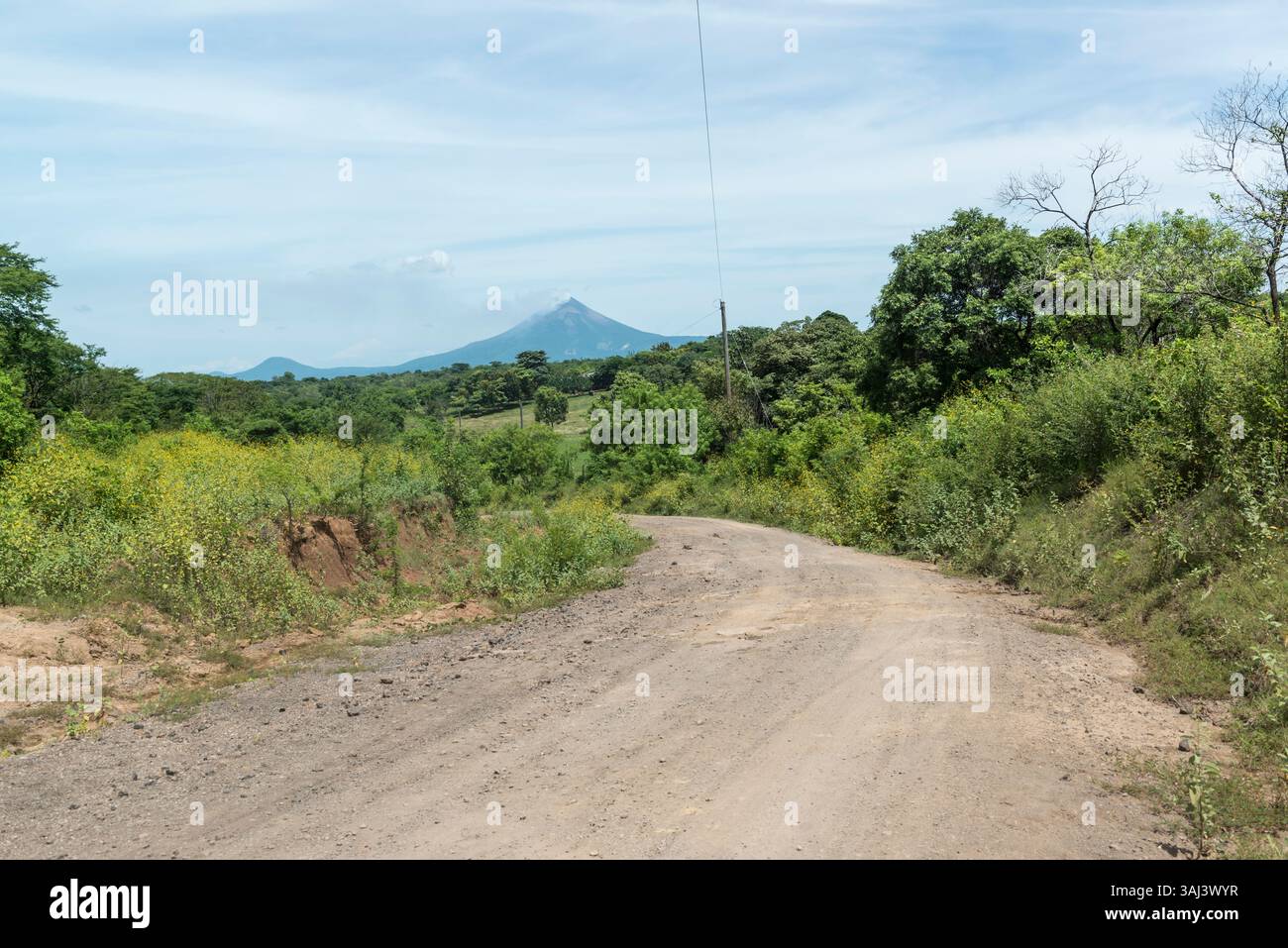 The Momotombo volcano seen from a dirt road south of this iconic ...