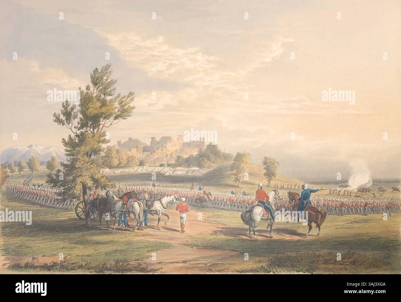 The lithograph Battle of Guzrat, dated 21 February 1849, depicts the ...