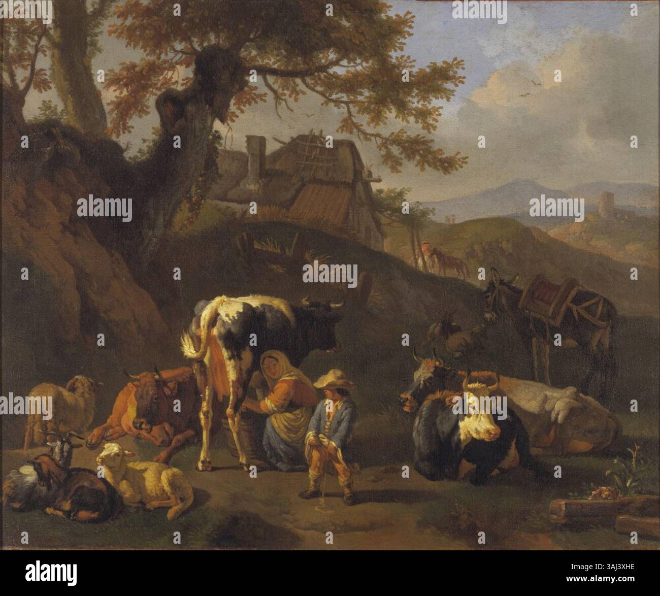This 17th-century oil painting by Pieter van Bloemen depicts a rural ...