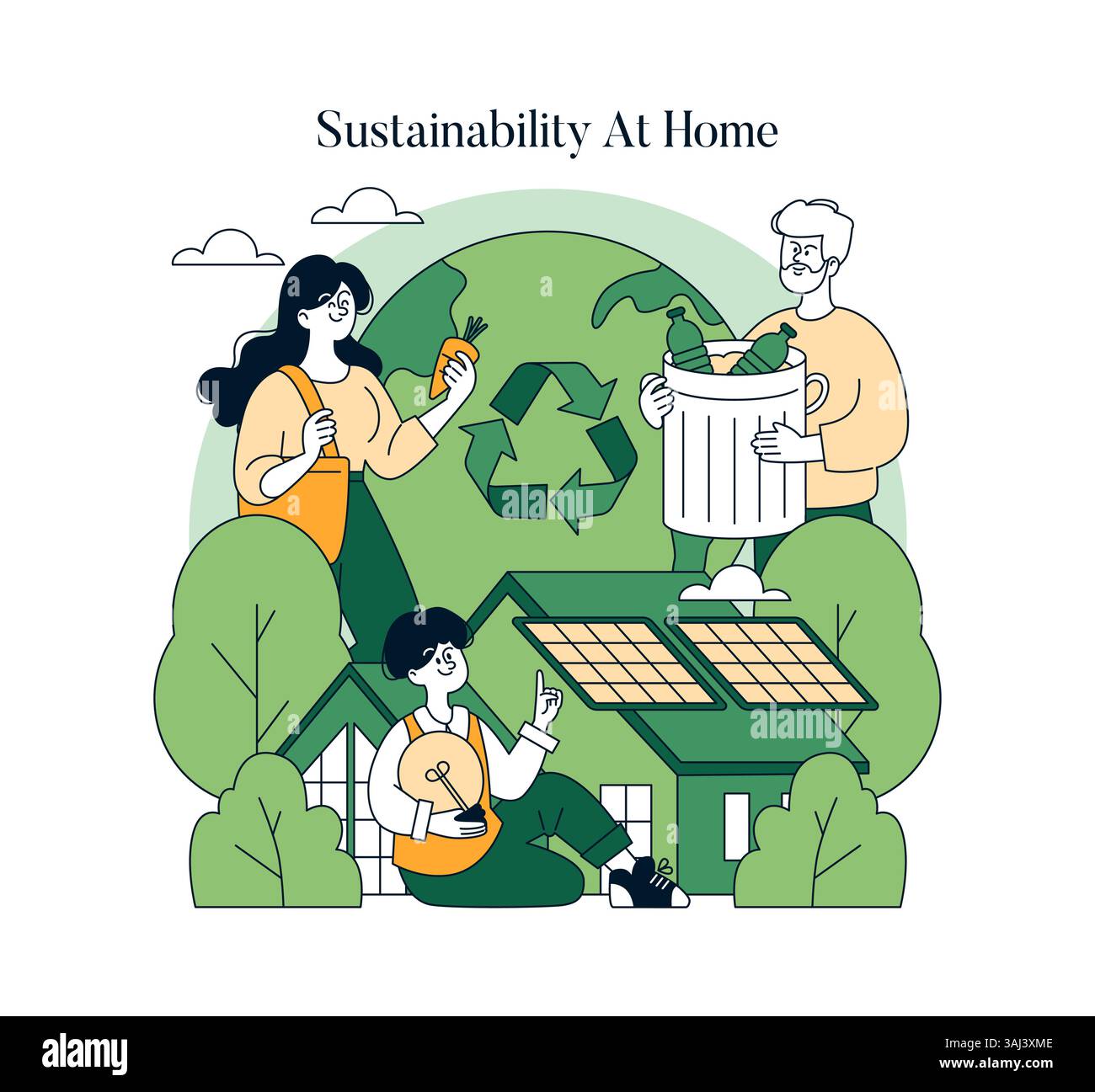 Sustainability at home encourages eco-friendly practices. Families engage in recycling, using ...