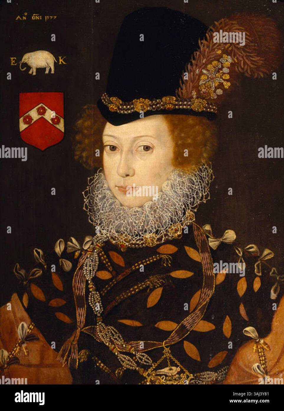 This 1577 portrait by George Gower depicts Elizabeth Knollys, Lady ...