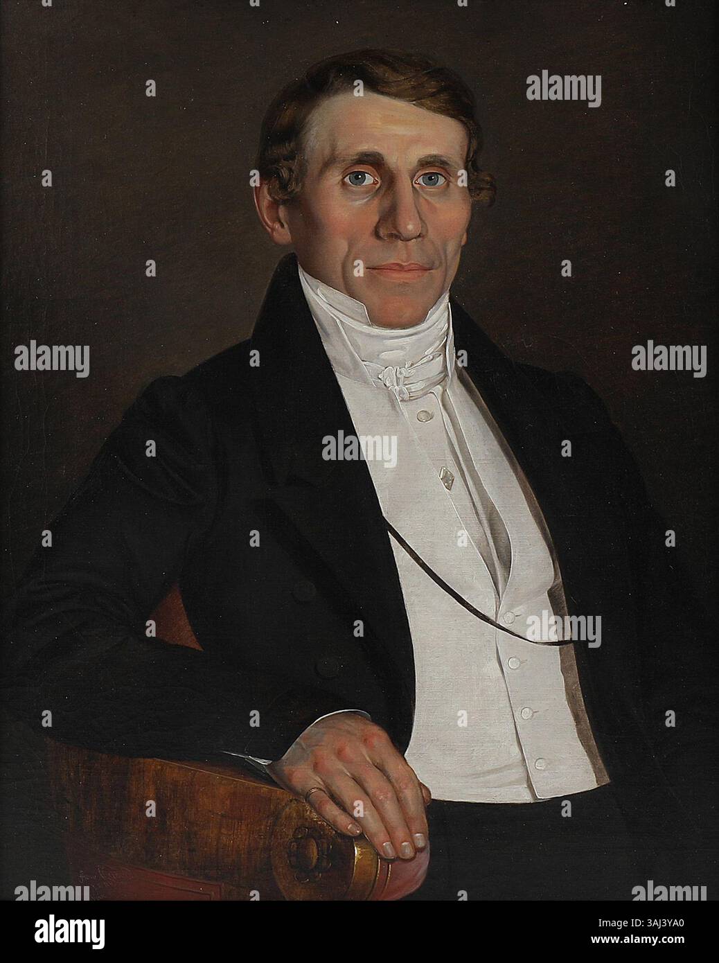 This 1840 oil painting depicts a gentleman, with the artist's signature ...