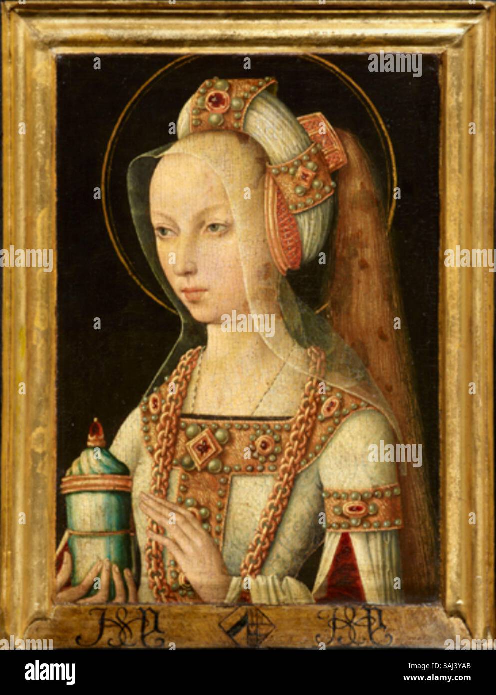 This oil on oak panel, attributed to the Workshop of the Master of the Magdalen Legend, features ...
