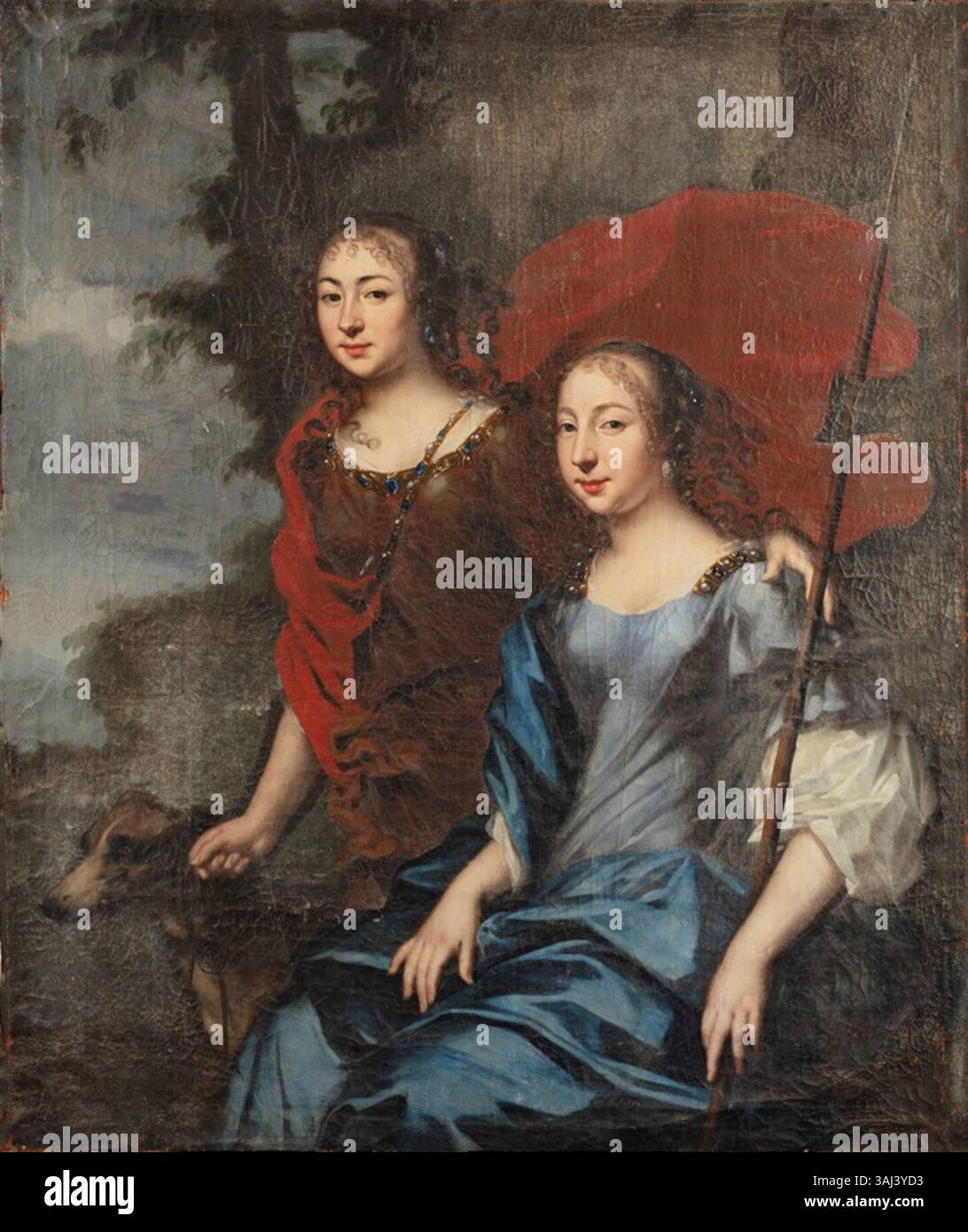 This 17th-century oil painting depicts Katarina (1661–1720) and Maria Elisabeth (1663–1748) of ...