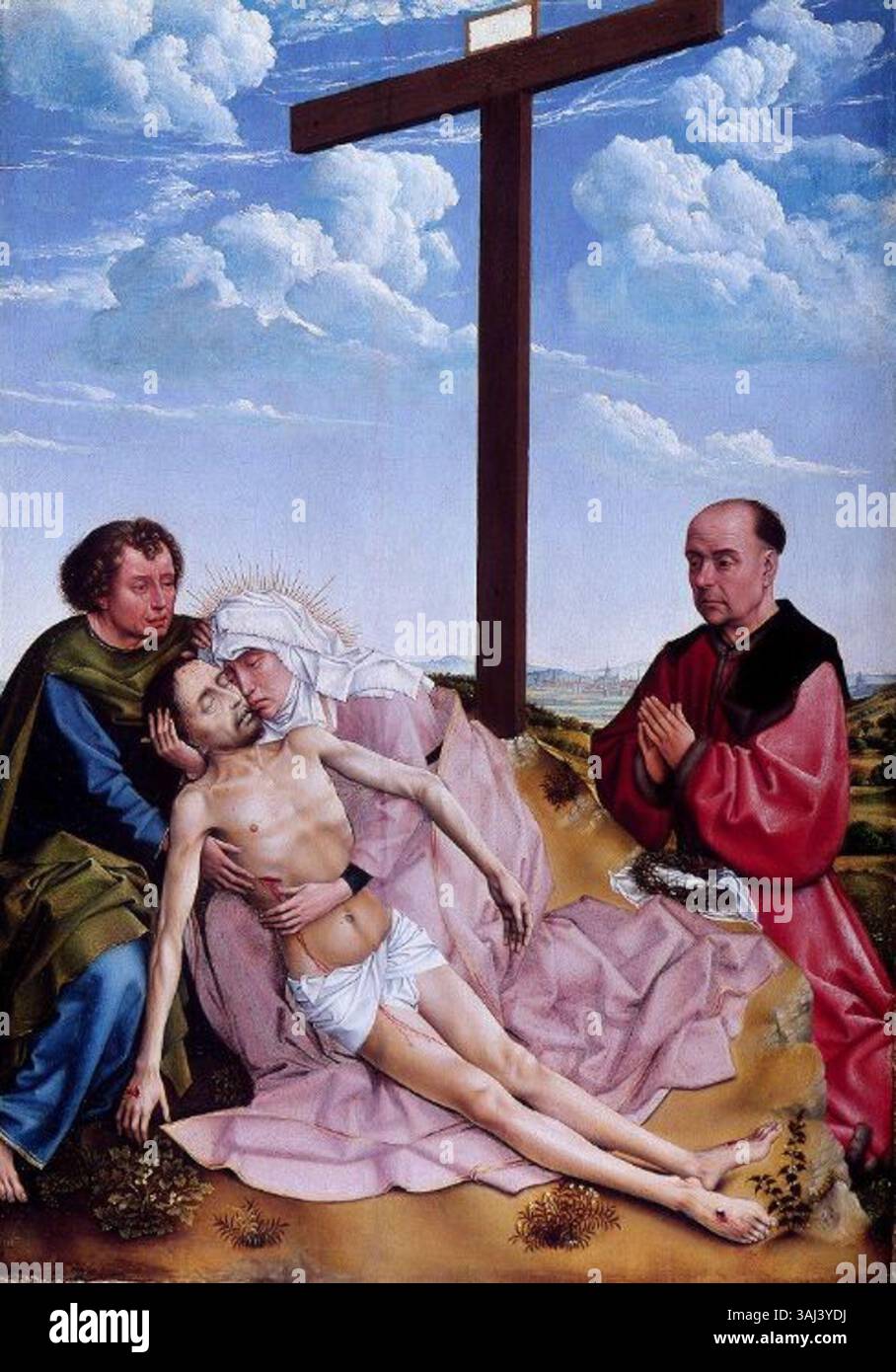 This religious painting, 'Beweinung Christi' (Lamentation of Christ), by Rogier van der Weyden’s ...