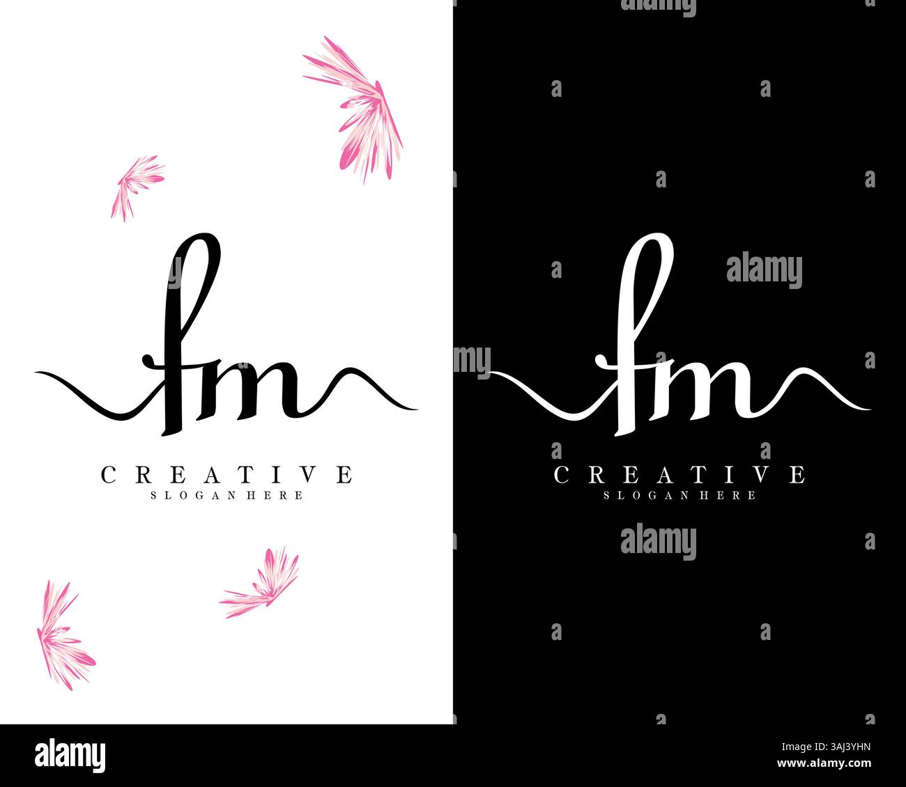 creative script letter FM, MF logo design vector Stock Vector Image ...