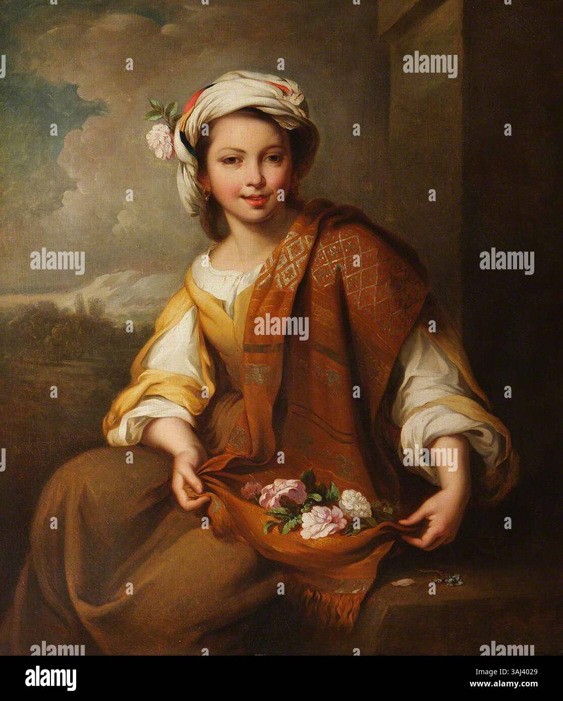 'The Flower Girl' (after Murillo) is a 19th-century oil painting ...