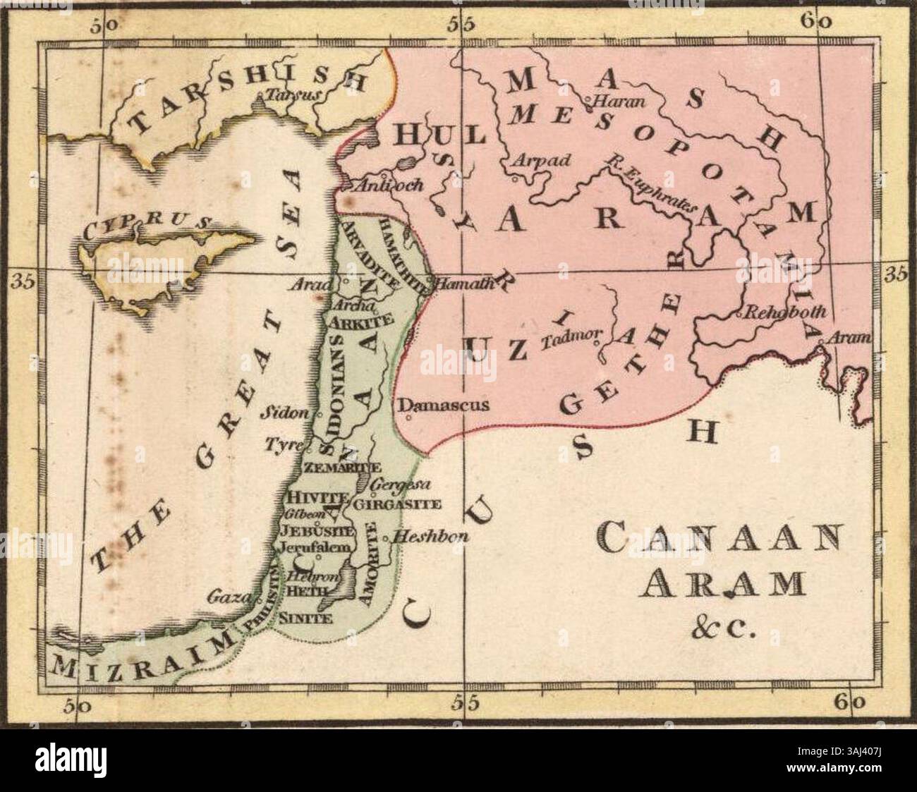 Map by Robert Wilkinson from 1823, illustrating the descendants of Noah ...