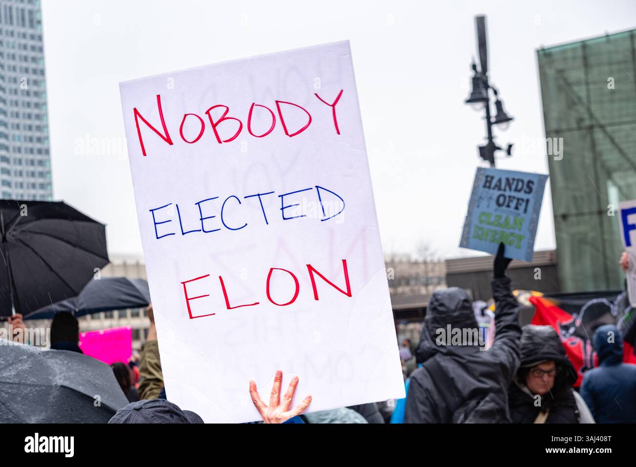 Boston, MA, US-April 5, 2025: Hands Off anti-Trump protest organized by ...