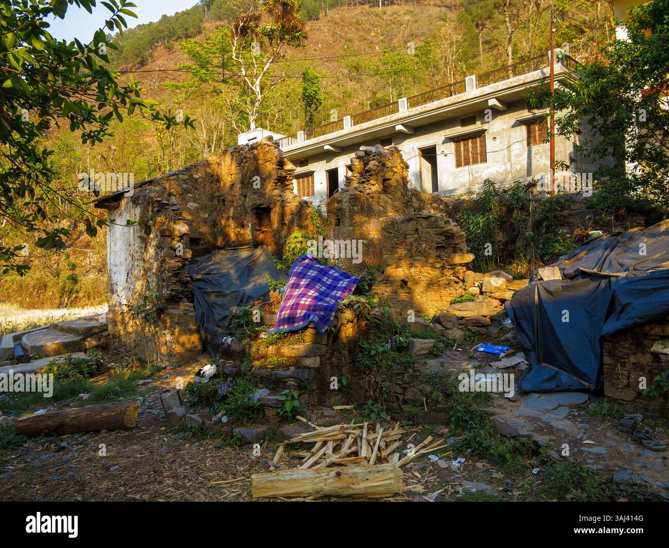 The ruins of the Pundit's house at Golabrai, near where the Rudraprayag ...