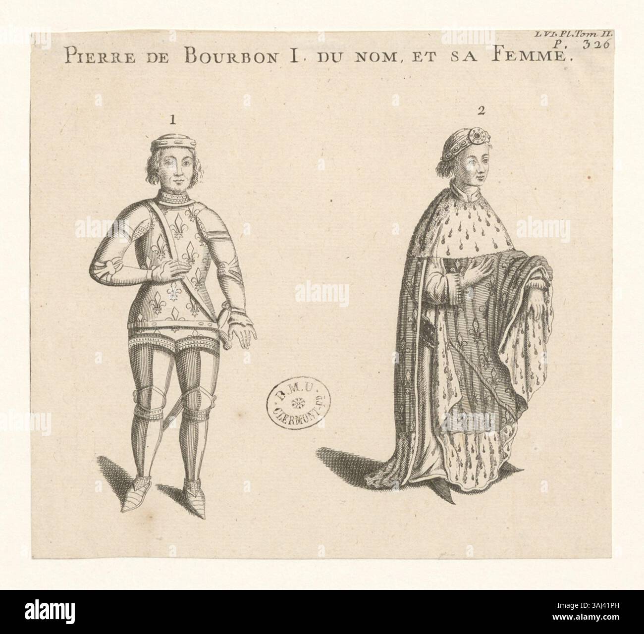 This print depicts Pierre de Bourbon I, the first of his name, and his ...