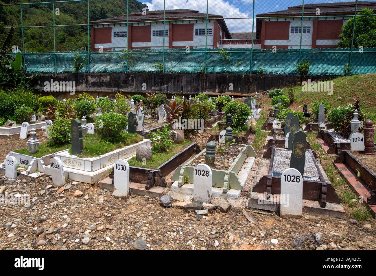 Muslim grave yard with tombstones and honoring loved ones Stock Photo ...