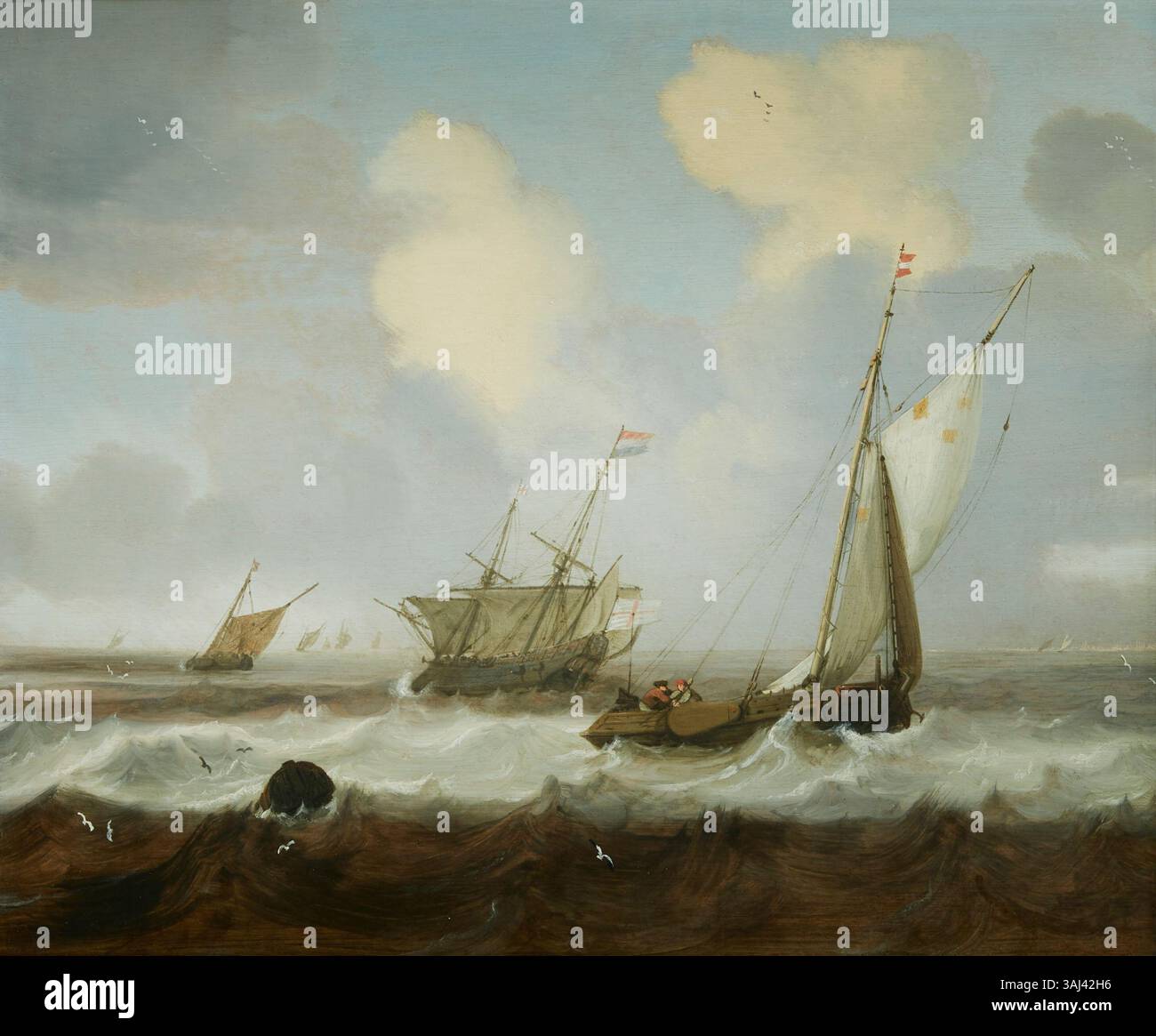 Cornelis de Mooy’s 1685 marine painting features Dutch ships navigating ...